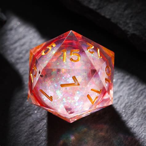 Ruby Inferno Red Gold Liquid Core Resin Dnd Dandd Dice Set Masters Dice