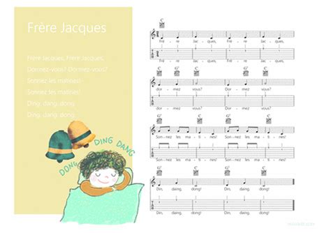 Frère Jacques Melody Guitar Chords Guitar Tabs Voice Guitar