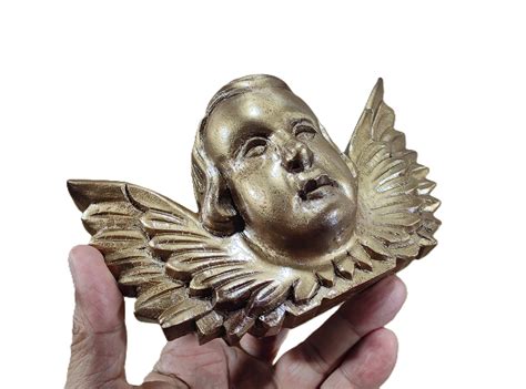 Querubim Anjo Antigo Madeira Maciça Parede 23x13x6cm 540g Elo7