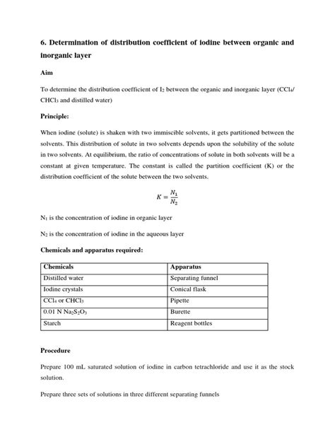 Distribution Coefficient Pdf Solubility Solvent