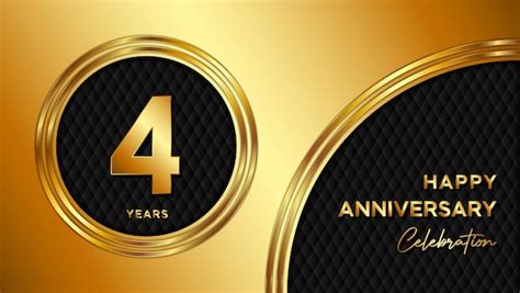 A Clipart Image Featuring A 4th Anniversary Celebration With Gold And