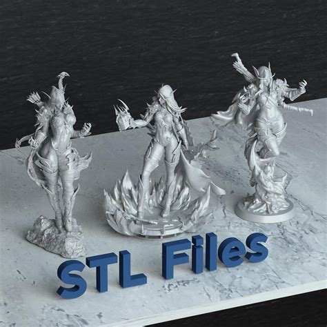 Set Of Sylvanas Windrunner Figurines For 3d Print Bundle Of Sylvanas Figures 3d Stl Model Print