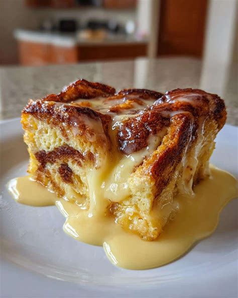 Irresistible Cinnamon Roll Bread Pudding With Vanilla Sauce