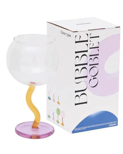 Handblown Bubble Wine Glass Retro Whimsical Eclectic Wavy Stemmed Go Inspecial Home