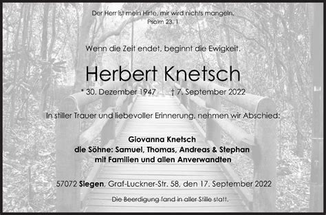 Traueranzeigen Von Herbert Knetsch 57trauer De