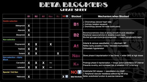 Foamfrat Heres A Quick Cheat Sheet For Beta Blockers On The Left Youll Find The Main Types