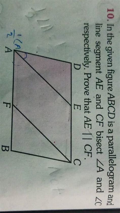 In The Given Figure Abcd Is A Parallelogram And Line Segment Ae And Cf Bi