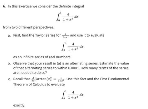 Solved In This Exercise We Consider The Definite Integral Chegg