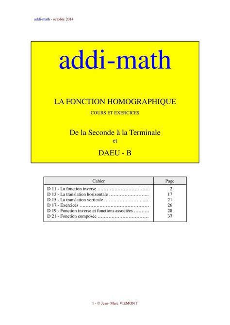 Calaméo D Fonction Homographique Cours Et Exercices