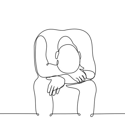 Man Sitting With Head Down One Line Drawing Vector Concept Grieve Suffer Cry 20744679