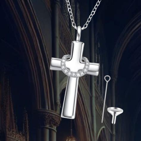 Urn Cross Necklace For Men Women Urn Pendant Necklace With Funnel Kit