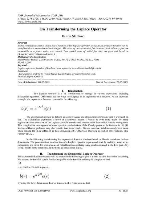 Pdf On Transforming The Laplace Operator