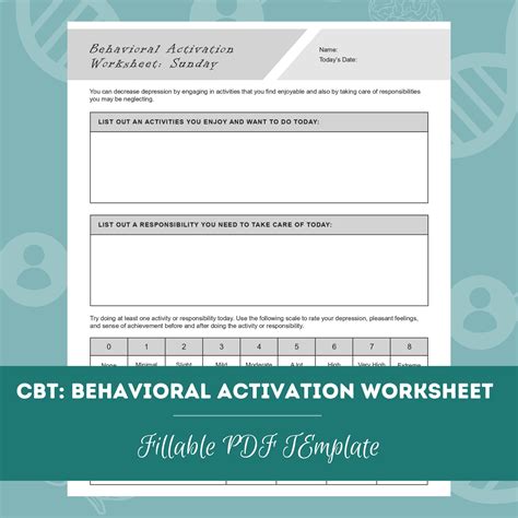 Cbt Behavioral Activation Worksheet Editable Fillable Pdf For