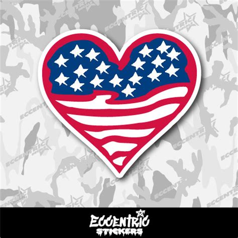 American Flag Heart Vinyl Sticker Eccentric Stickers