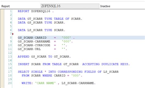 open sql 16 insert from gm