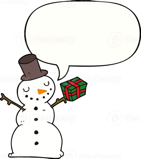 Cartoon Snowman And Speech Bubble 45285539 Png