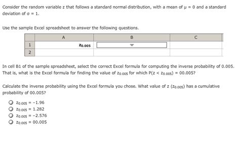 Solved Consider The Random Variable Z That Follows A