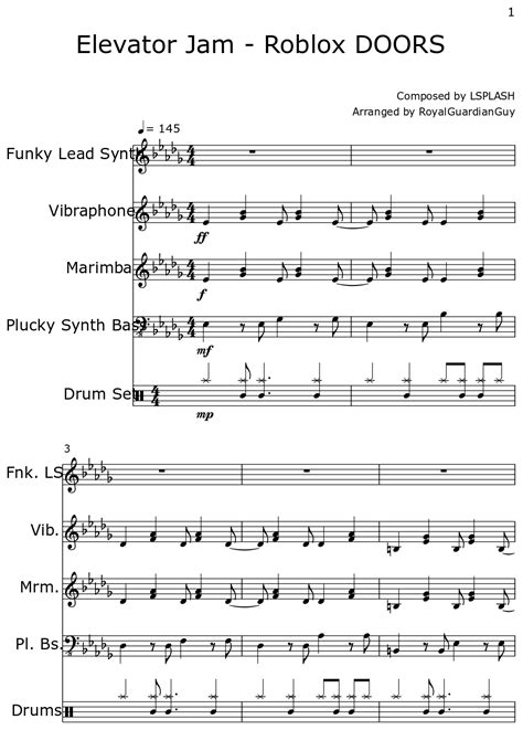 Elevator Jam Roblox Doors Sheet Music For Funky Lead Synth