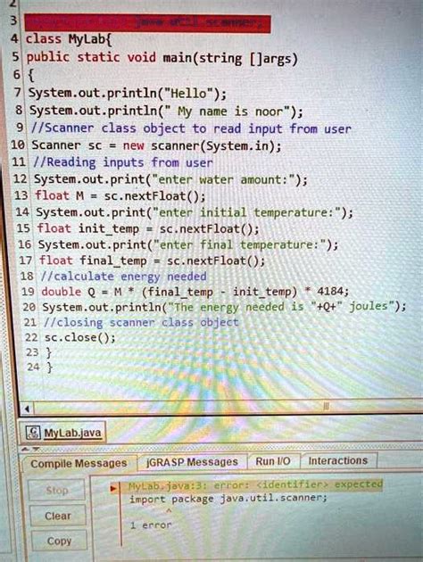 Solved `java Class Mylab Public Static Void Mainstring Args Systemoutprintlnhello