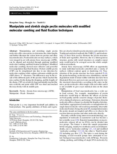 Pdf Manipulate And Stretch Single Pectin Molecules With Modified