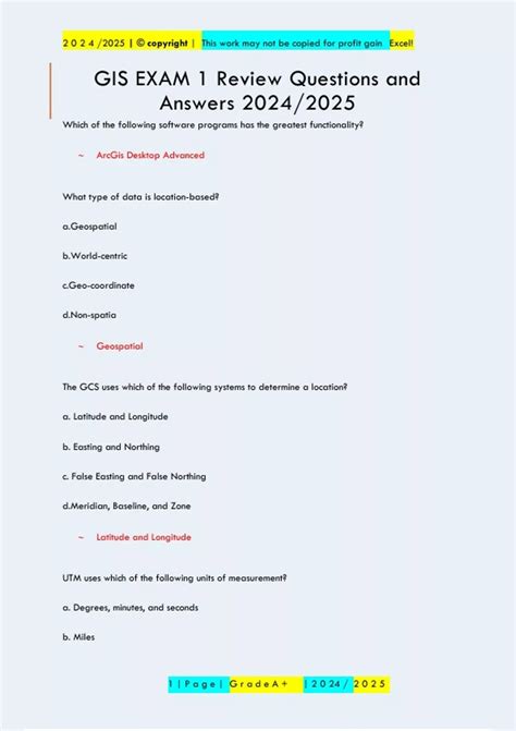 Gis Exam 1 Review Questions And Answers 20242025 Gis Stuvia Us