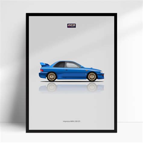 Subaru Impreza Wrx 22b Sti Car Poster Hand Illustrated Wall Art Print