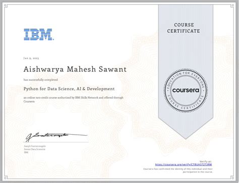 Successfully Completed The Ibm Python For Data Science Ai