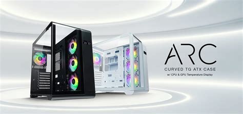 Tecware Arc Curved Tg Atx Case With Temperature Display And 4 Argb Fans