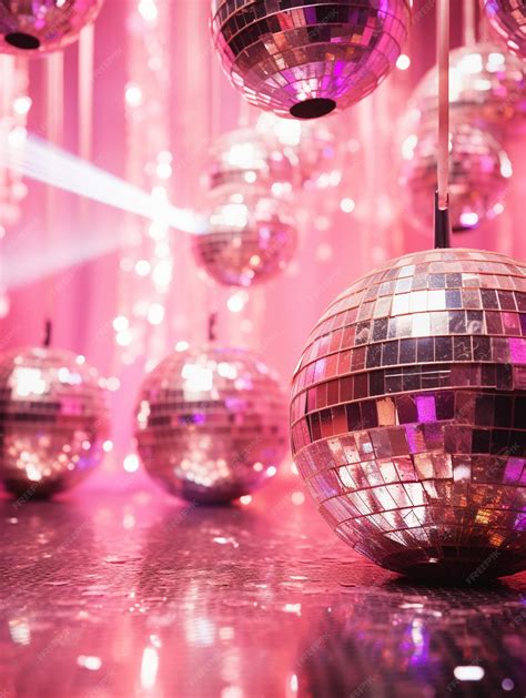 Premium Ai Image Mirror Ball Party Pink Background