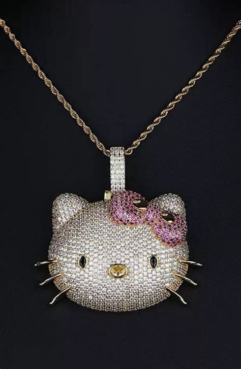 3d Hello Kitty Face Deluxe Pendant Kimora Version Size L Yellow Gold Bijouterie Gonin