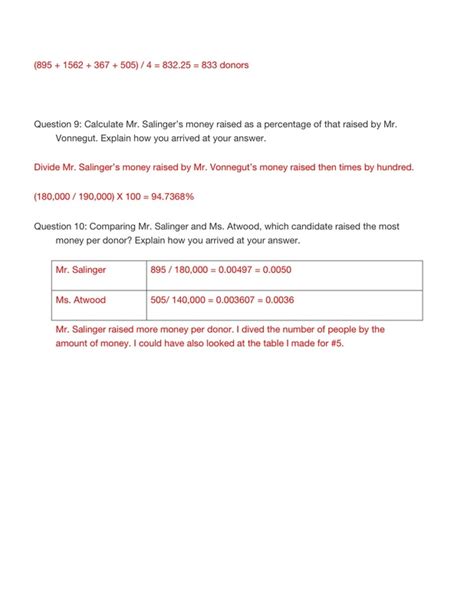 Quantitative Literacy Worksheet Sara Elizabeth
