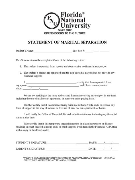 Statement Of Marital Separation Pdf