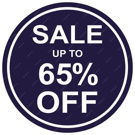 Premium Vector A Blue Circle With The Words Sale Up To 65 Off