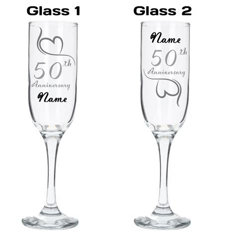 Golden Anniversary Wine Glasses 25th Wedding Anniversary Champagne