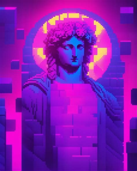 Metodologia Grega Vaporwave Pixel Art Foto Premium