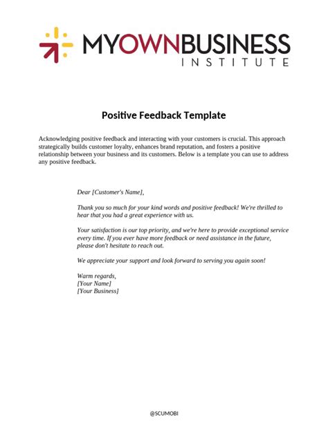 Positive Feedback Response Template Pdf