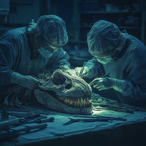 Scientist Or Doctor Engaged In The Dissection Of Mutant Creatures And