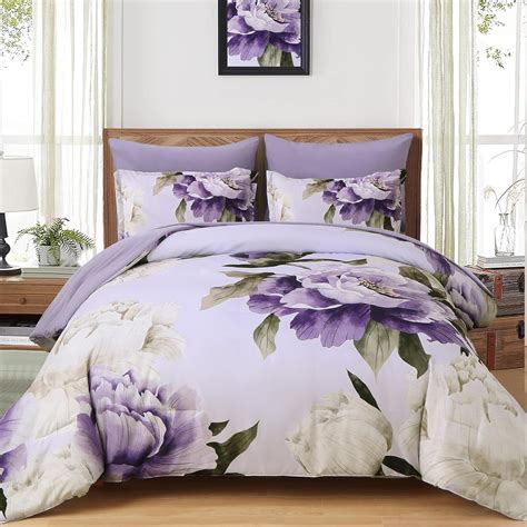Dobuyly Purple Queen Comforter Set 7 Piece Bed In A Bag