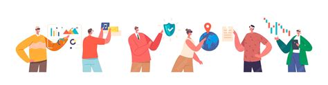 Premium Vector Set Of Characters In Vr Glasses Work With Data