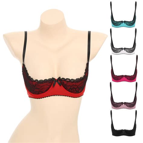 Womens Shelf Bra 1 4 Cup Lace Underwire Push Up Bralette Lingerie