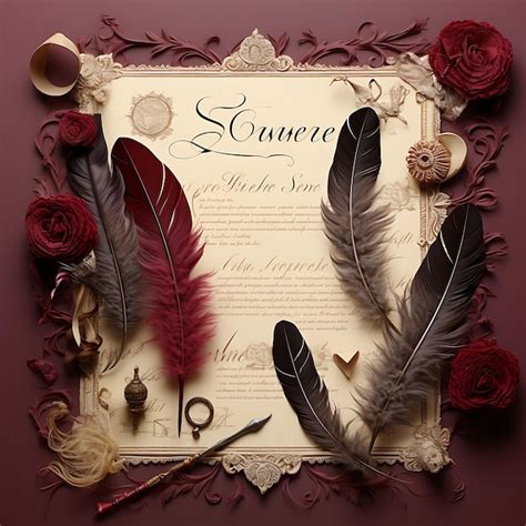 Set Of Shakespearean Sonnet Love Letter Quill And Inkwell Paper Old 2d