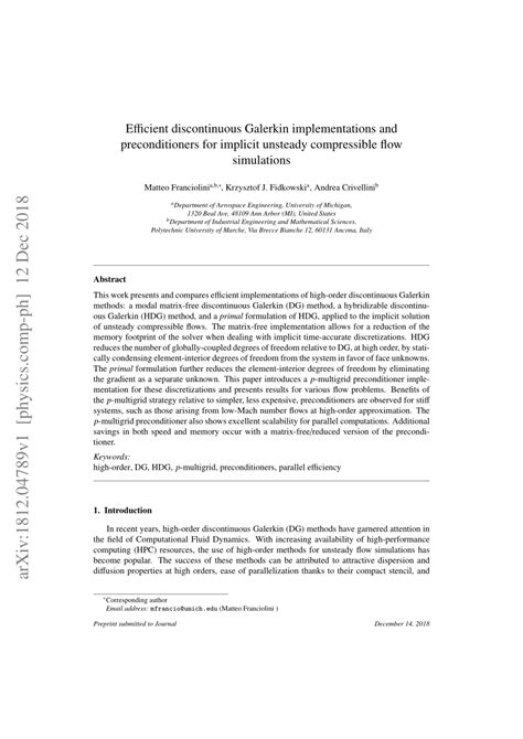 pdf efficient discontinuous galerkin implementations and
