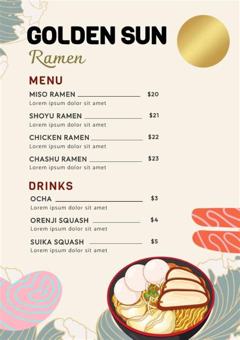 Ramen Menu Template Postermywall