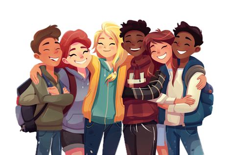 Ai Generated Animated Friends Hugging And Smiling Together Png 42654422 Png