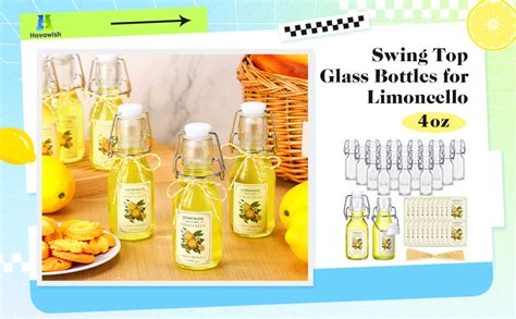 Havawish 48 Sets 4 Oz Limoncello Bottles Swing Top Glass