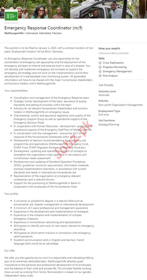 Emergency Response Coordinator Job 2020 In Islamabad 2026 Job