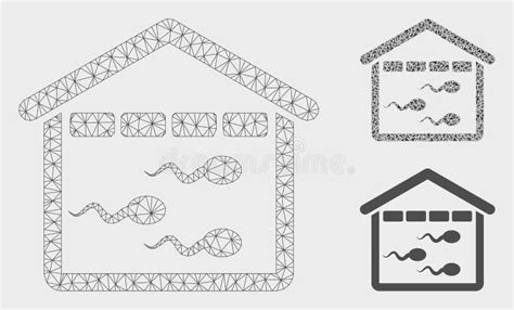 sperm bank vector mesh network model and triangle mosaic icon stock