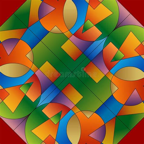 Seamless Background With Colorful Geometric Pattern Circle Rectangle Triangle Stock