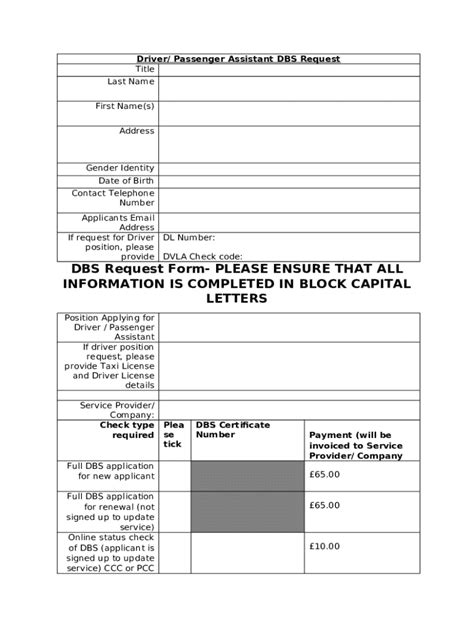 Dbs Request Doc Template Pdffiller