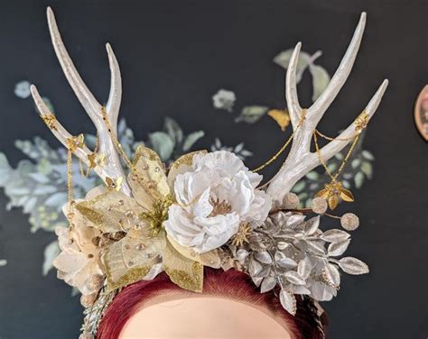 Gold Touched Faun Fantasy Style Antlers Etsy